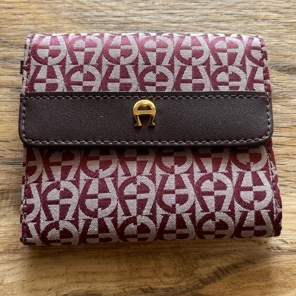 Etienne Aigner | Bags | Vintage Aigner Logo Fabric Fold Over Wallet ...